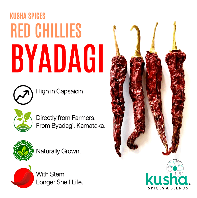Kusha Red Chillies Whole – Byadagi | Kusha Spices