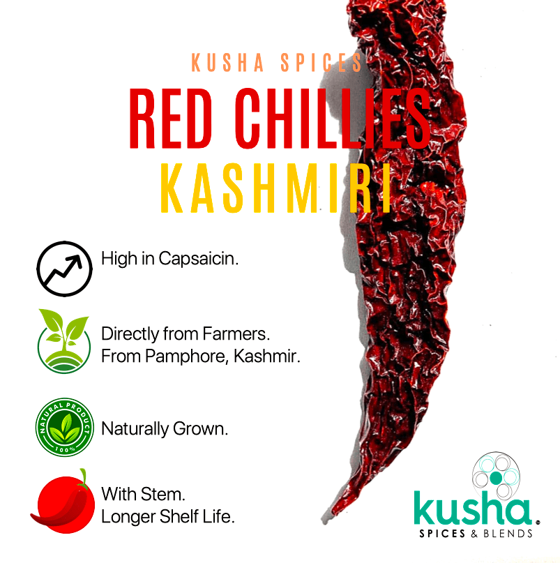Kusha Red Chillies Whole – Kashmiri | Kusha Spices